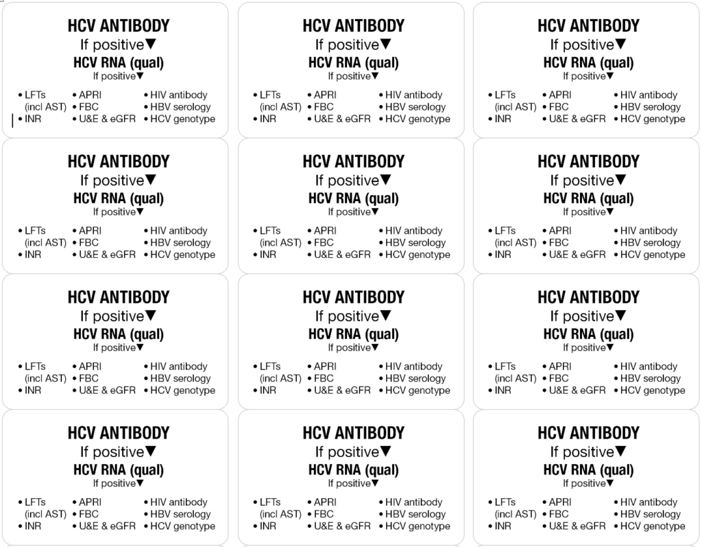 GP HCV Pathology stickers | Hepatitis NSW